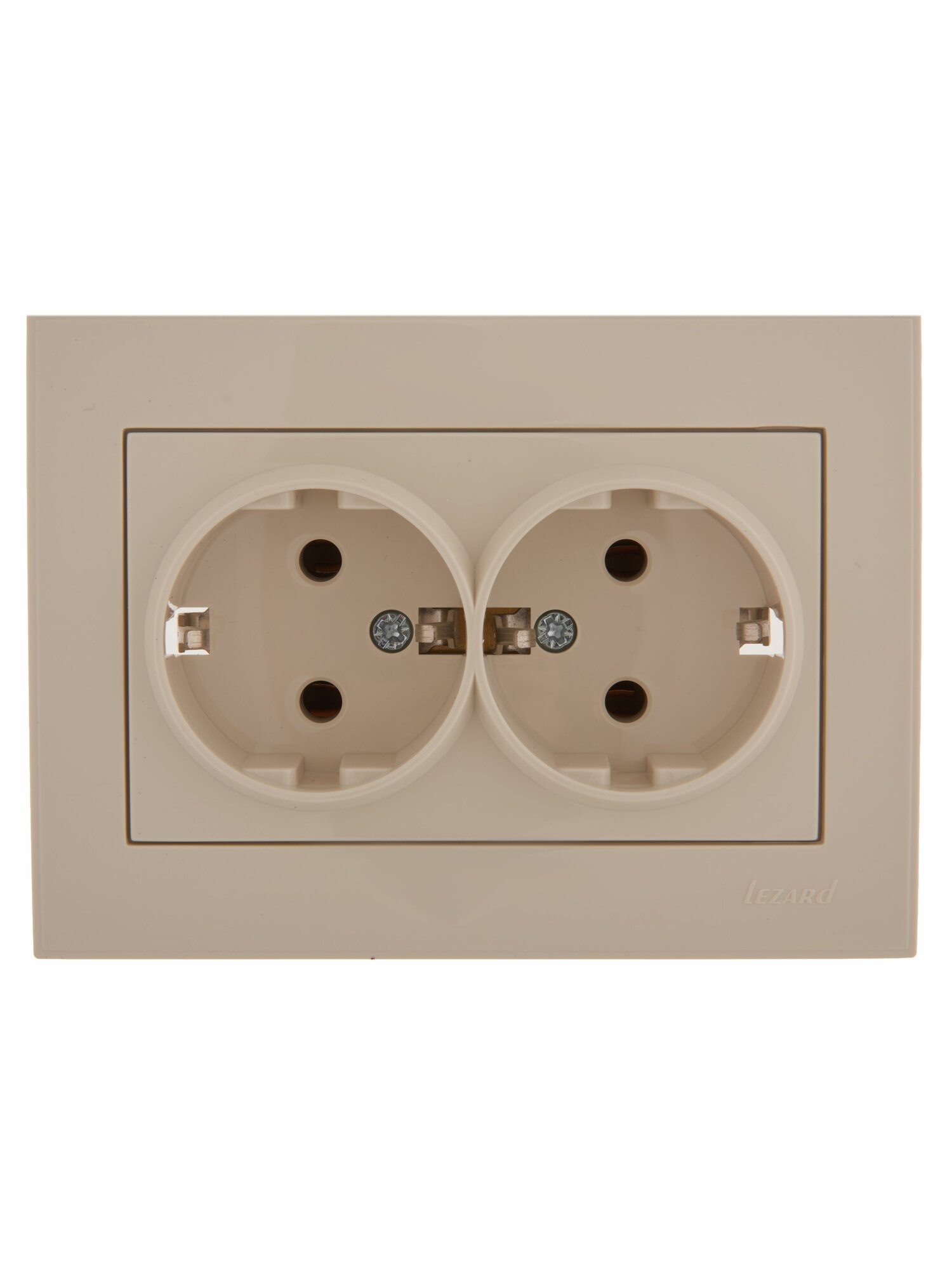 RAIN Розетка двойная с/з керамика крем