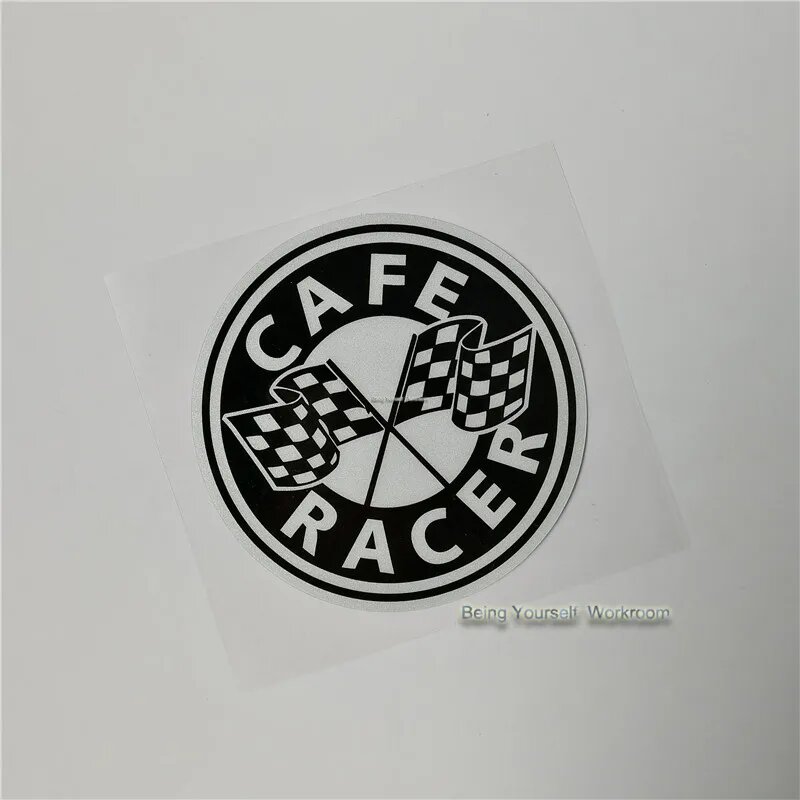 Наклейка на мотоцикл Cafe Racer, ретро шлем, клетчатые наклейки, винтажные наклейки для мотокросса, Стайлинг автомобиля, байкер, рокер, мотоцикл size 9 cm
