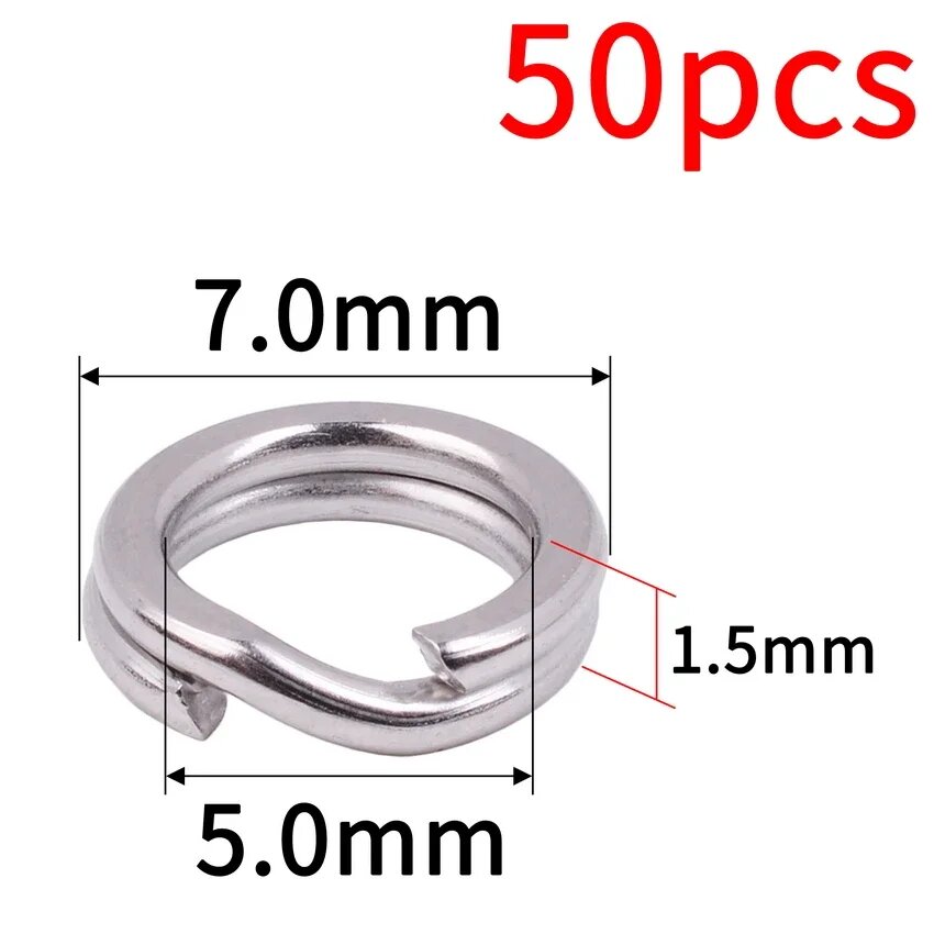 Разъёмные кольца из нержавеющей стали для рыбалки 50 шт 5.0mm-50pcs