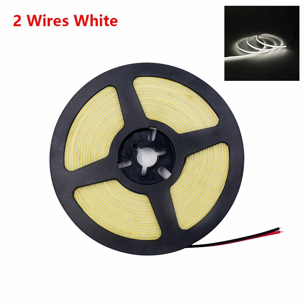 Светодиодная лента XUNATA COB 3/5/8 мм 5/12/24 В 2 Wires White, DC 5V(5mm Width), 1 м