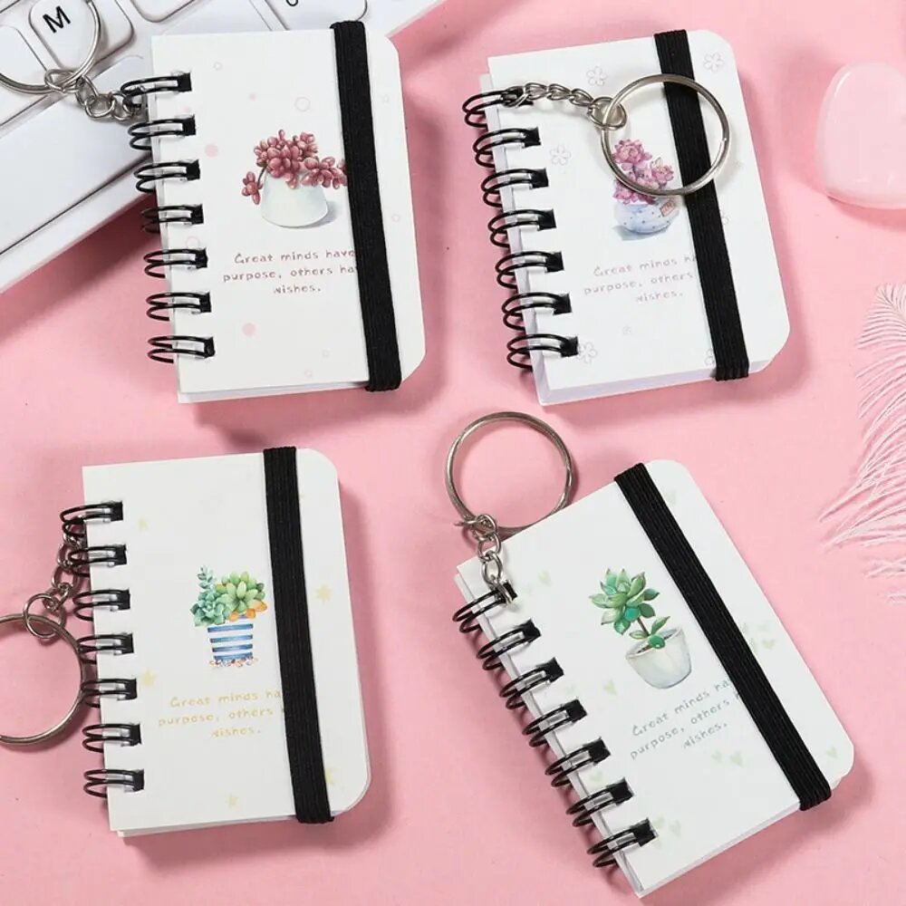 Блокнот с брелоком случайный узор Розовый, Plant 1pc