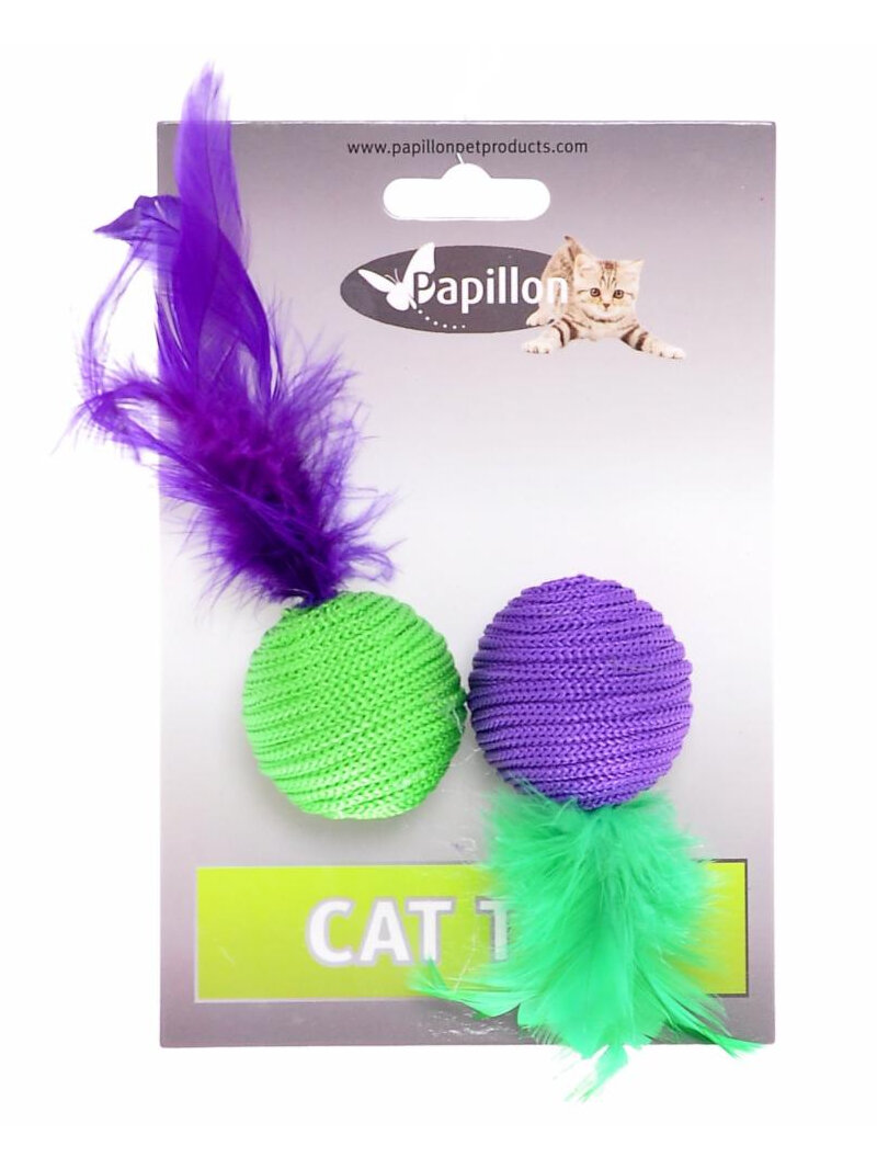 Papillon Игрушка для кошек "Два мячика с перьями" (4см)