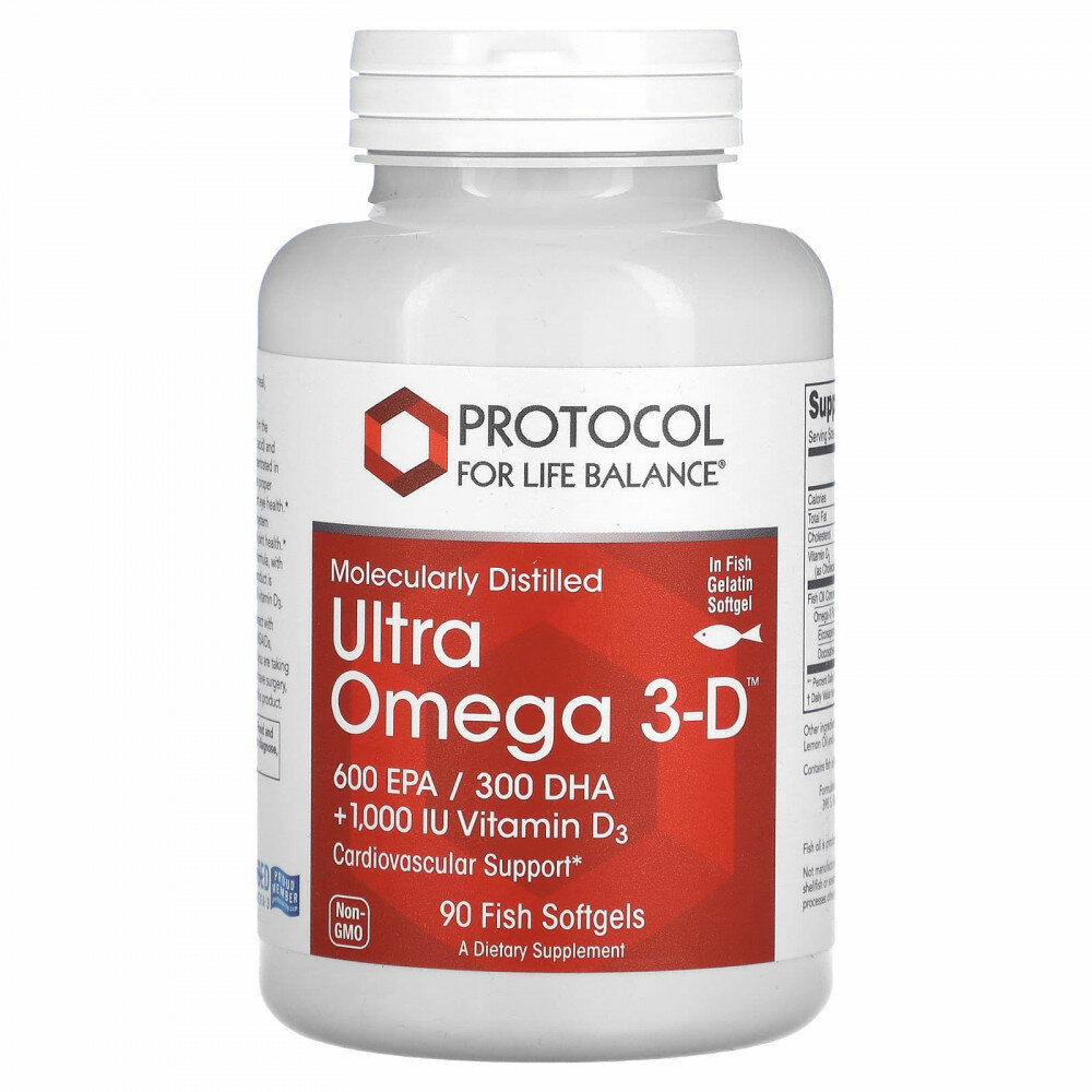 Protocol for Life Balance, Ultra Omega 3-D™, 90 рыбных капсул