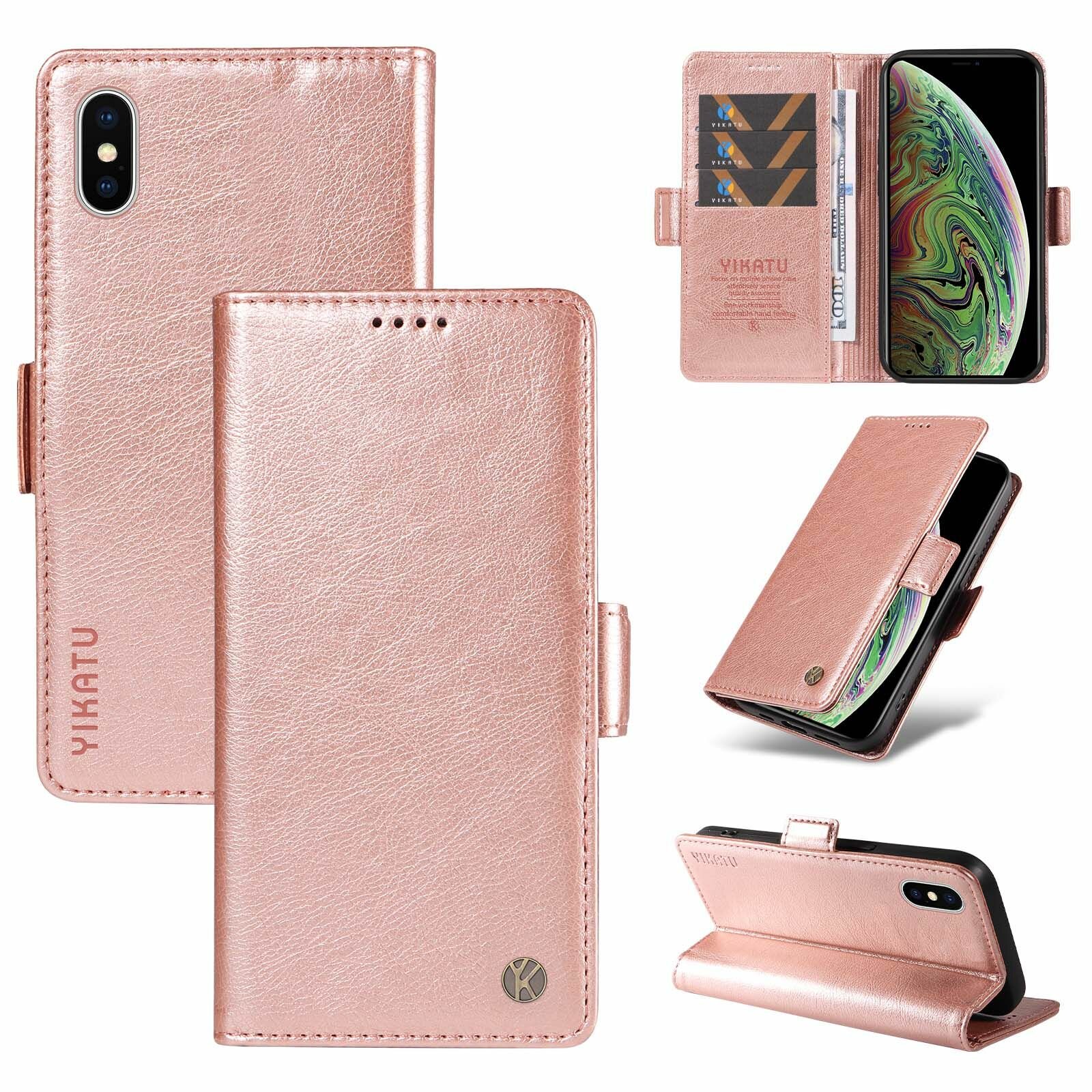 YIKATU Чехол Книжка Для Apple iPhone X и Apple iPhone XS (Эпл Айфон Х, Айфон 10) кошелек Флип Кожаный