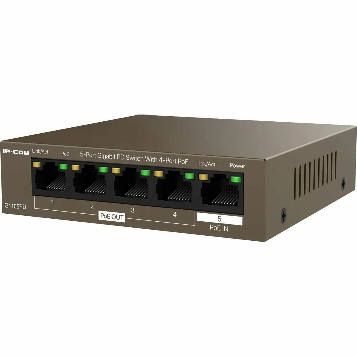 Коммутатор TENDA G1105PD (IP-COM) (5 портов Ethernet 10/100/1000 Мбит/сек, 4xPoE IEEE 802.3af 15.4W (max 30W))