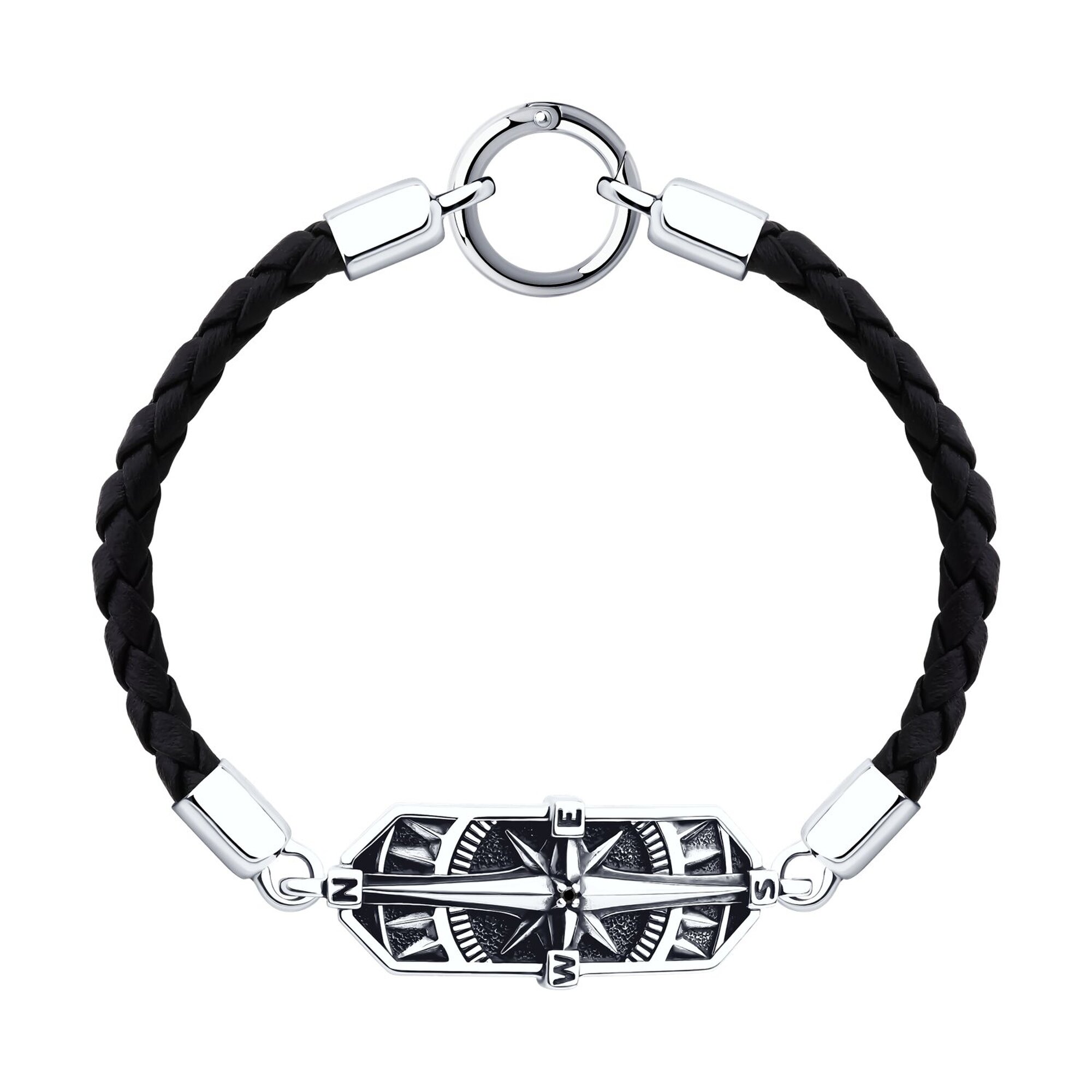 Браслет, серебро, 925 проба, чернение, фианит