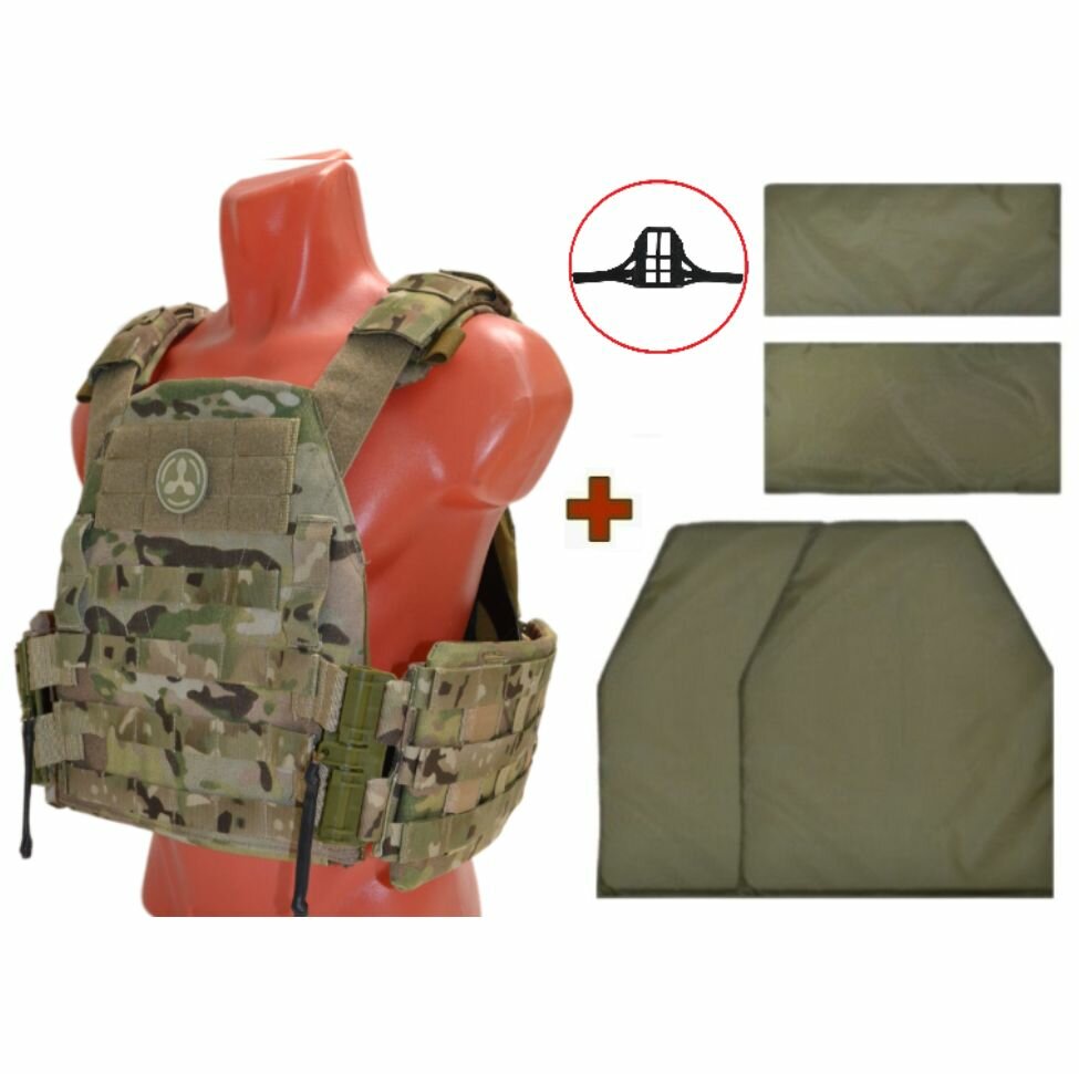 Бронежилет-плитоносец скелетные боковины Мультикам 3 размер (R-Karbid) + баллистика