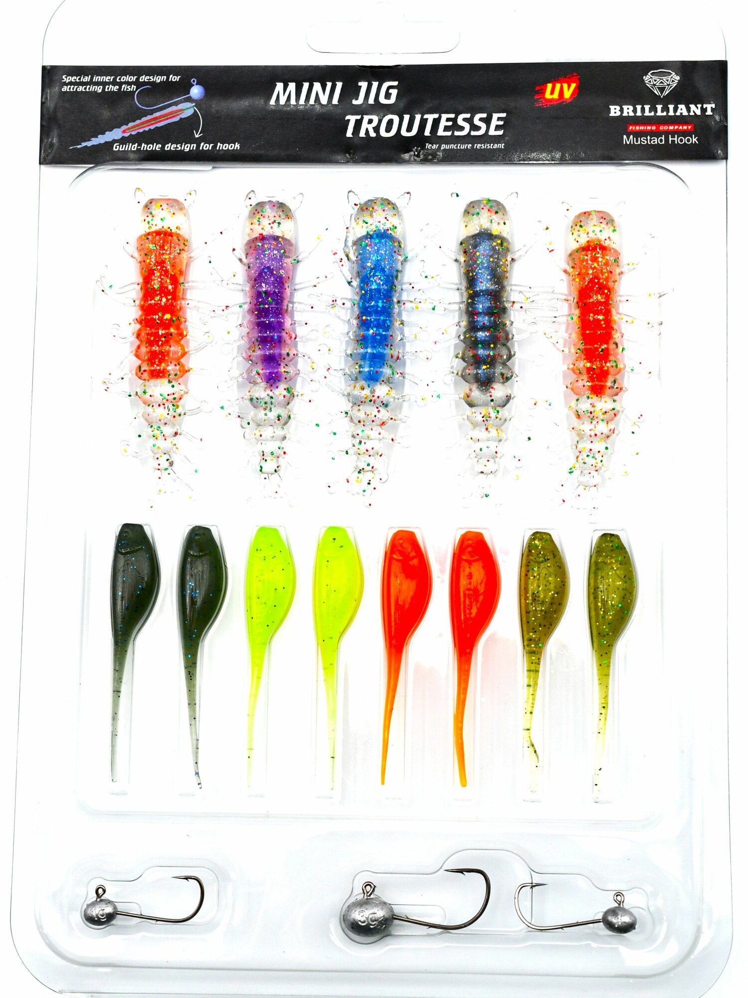 Набор 13 силиконовых приманок 2-3 дюйма + 3 джиг-крючка для рыбалки на хищника