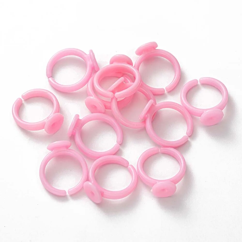 Регулируемые акриловые кольца-основы 9 мм, 100 шт. Pink