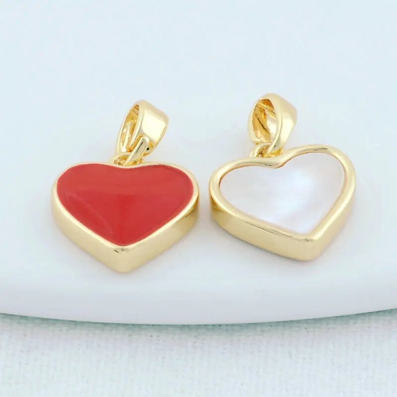 Подвеска сердце 14К золото, ракушка, 2шт, Style 1