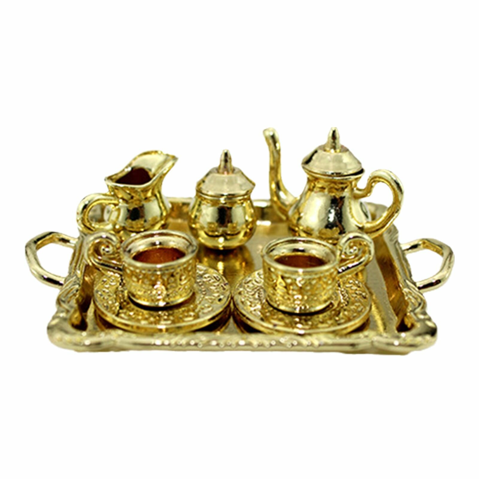 Чайный сервиз с мини-рисунком-золотой