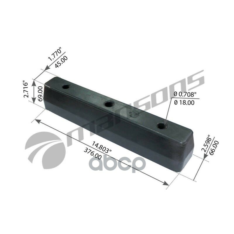 Буфер-отбойник п/прицепа задний 376х66х69 Mansons арт. 120410