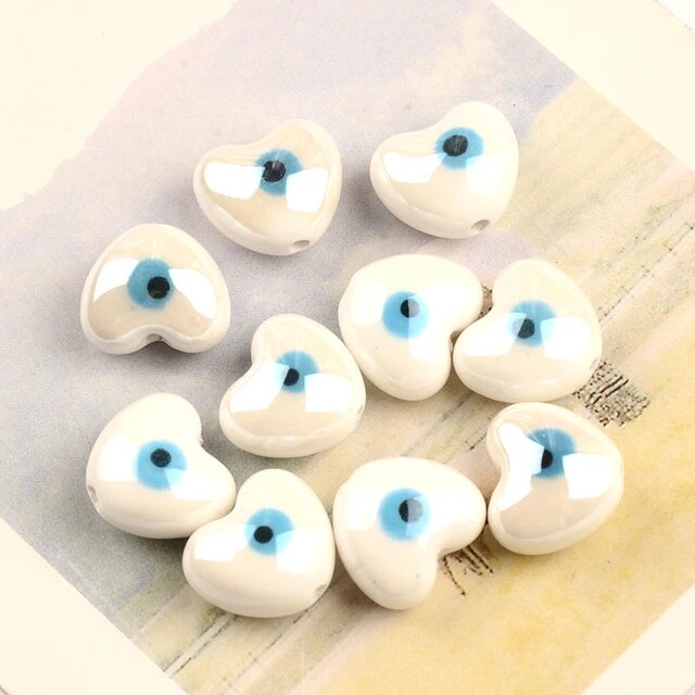 Керамические бусины в форме сердца REMOHS 15 шт. 14x12mm 15pcs, White