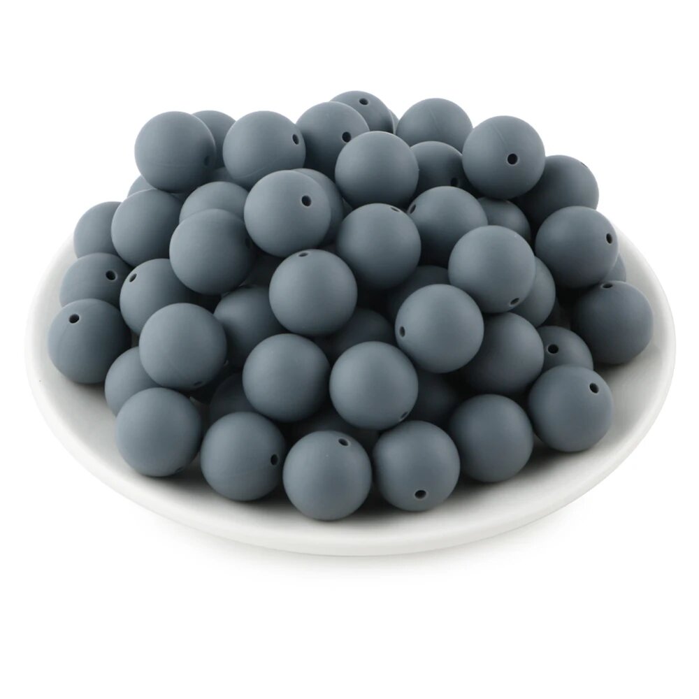 Силиконовые бусины темно-синий, Dim gray, 9 мм, 100 шт