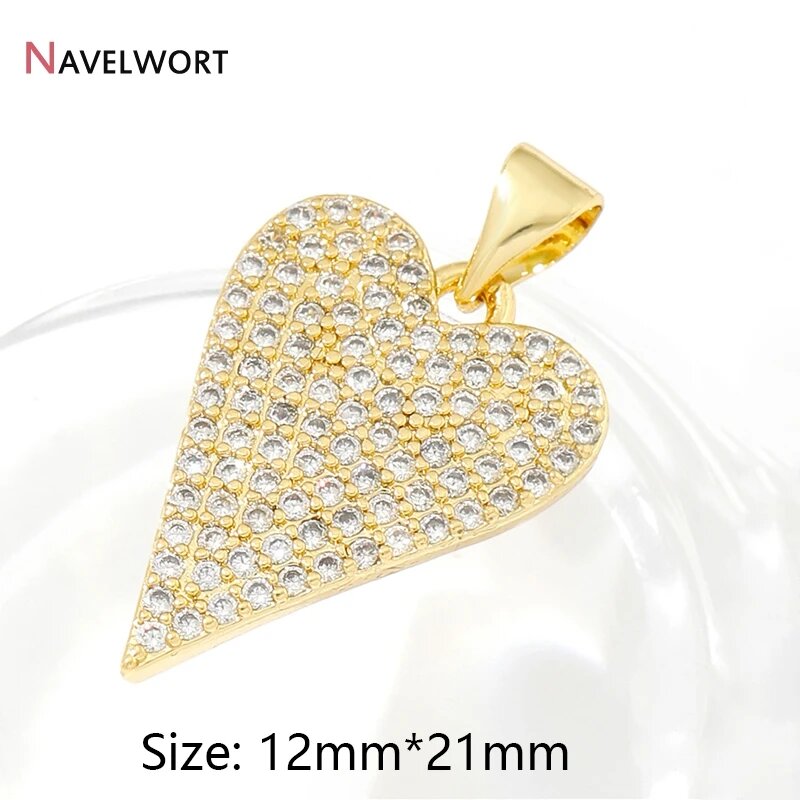 Золотая подвеска NAVELWORT сердечко, 18K gold plated, 12mm*21mm