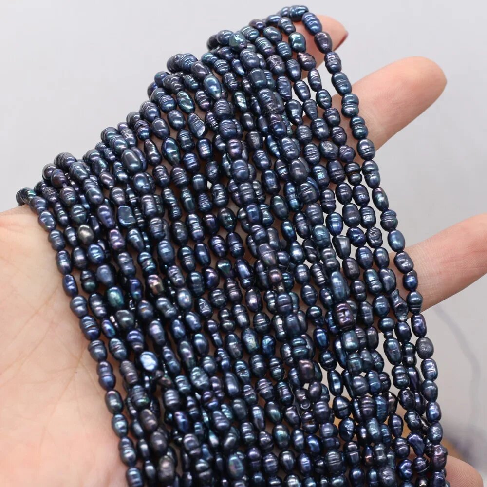 Черные бусины из пресноводного жемчуга 3-4 мм 5-6mm
