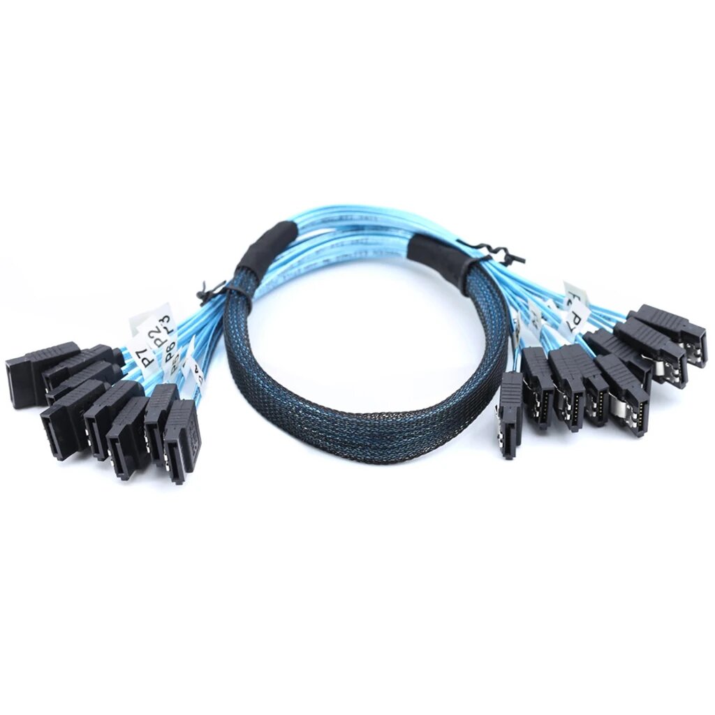 Кабель-адаптер SATA 4.0 7p 100cm, 8SATA to 8SATA 180D