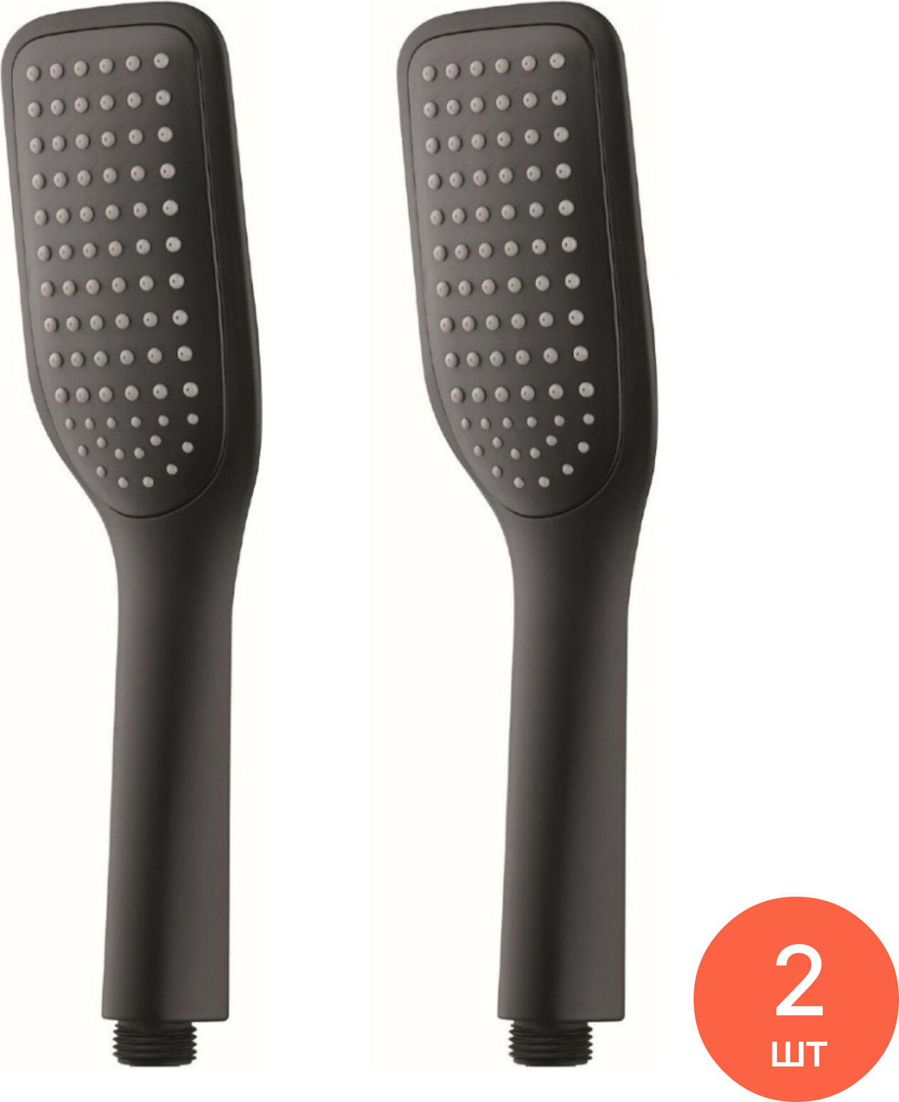 Лейка для душа ARGO / Арго ESTER 1 режим, на стену прямоугольная пластиковая, цвет черный, 255×70мм / сантехника (комплект из 2 шт)