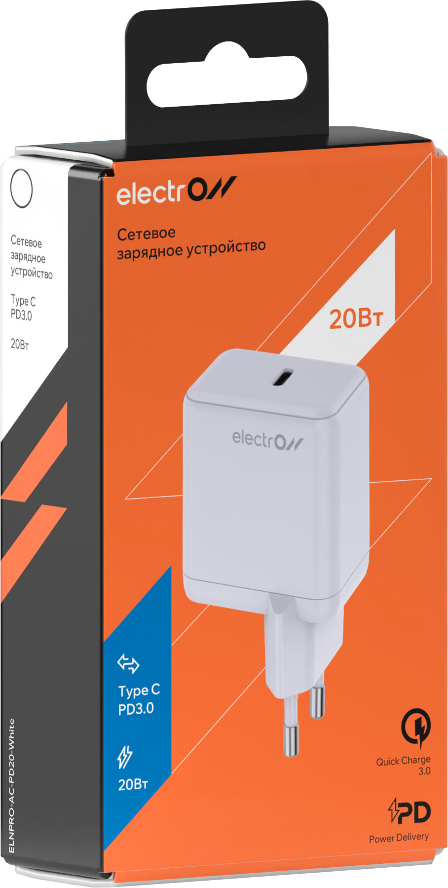 Сетевое зарядное устройство Electron 1*Type C, 20Вт белый (ELNPRO-AC-PD20)
