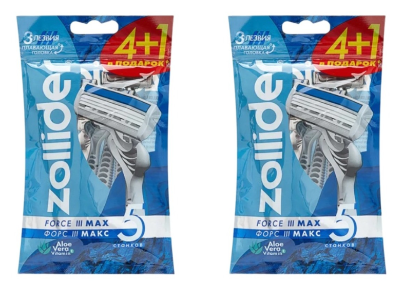 Zollider Одноразовые станки Force 3 MAX, 3 лезвия, 5 шт, 2 уп