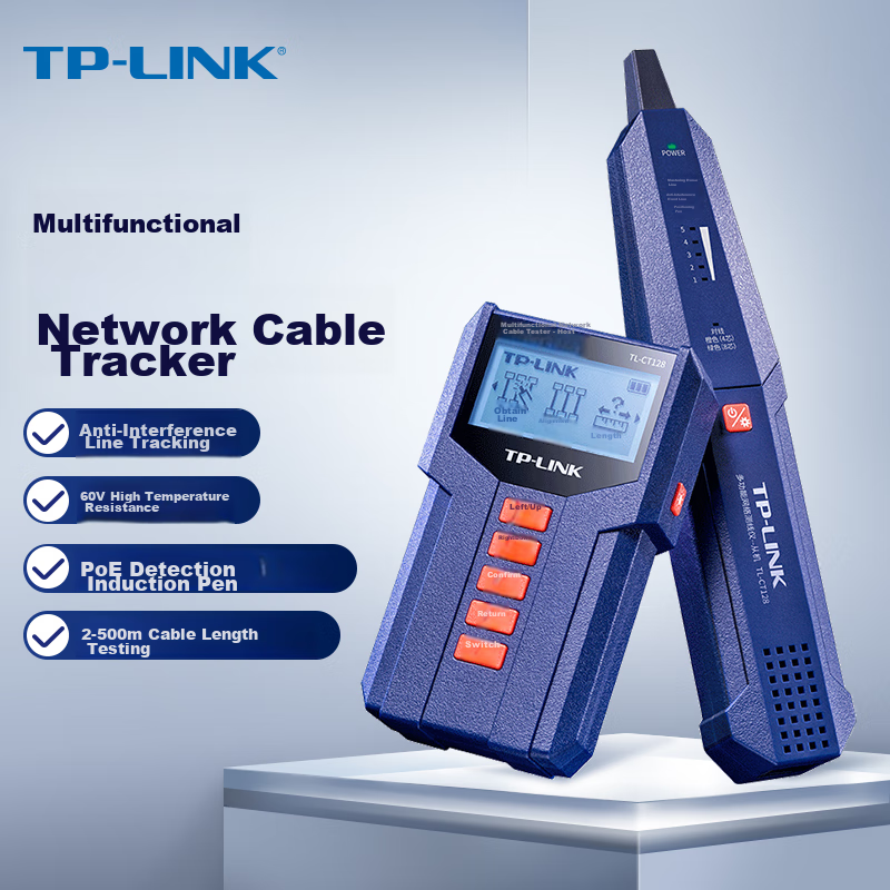 TP-LINK Network Cable Tester, Multifunctional Telephone And Network Cable Tracer, Line Finder, PoE Cable Tester, Anti-Interference, TL-CT128