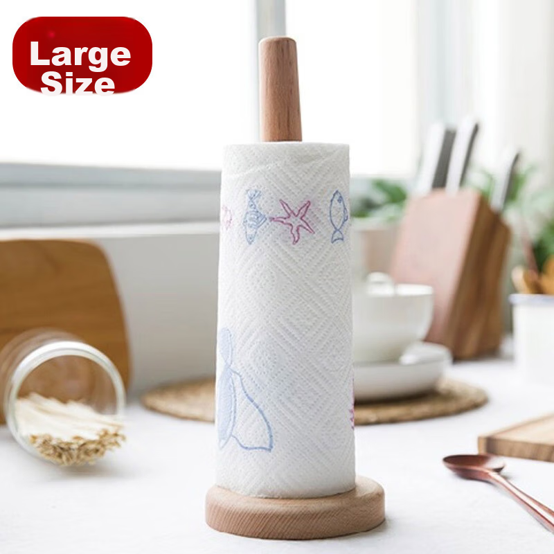 Quanshi Solid Wood Kitchen Paper Holder, Beech Wood Vertical Tissue Rack, Storage Shelf, Hanging Rack, Dining Table Organizer, Toilet Paper Holder, Round Base Model
