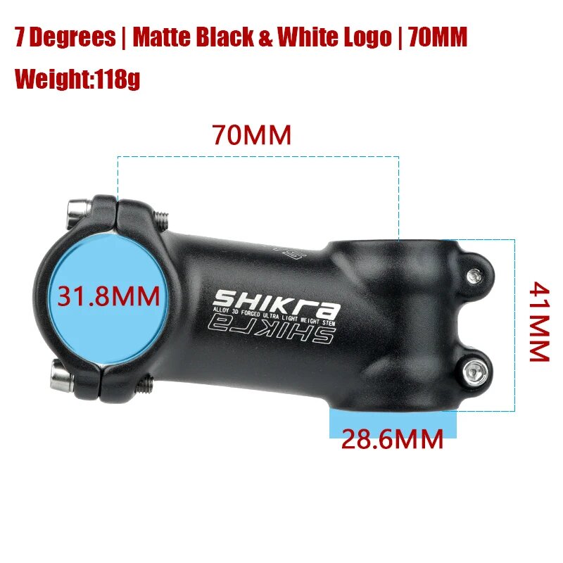 SHIKRA Вынос руля для велосипеда 7° 31.8 мм Черный, 7D black 70mm