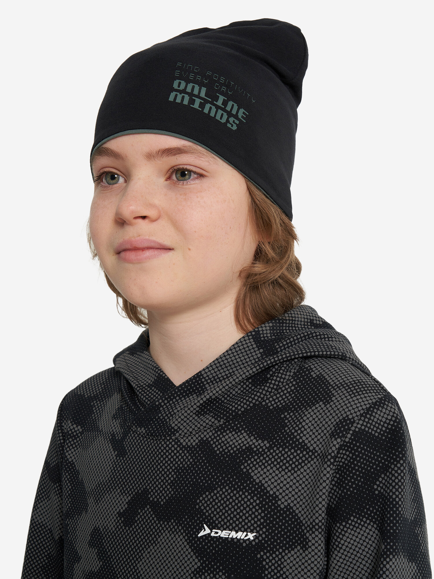 Шапка Demix Boy's cotton hat для мальчиков, размер 54, черный — фото 1