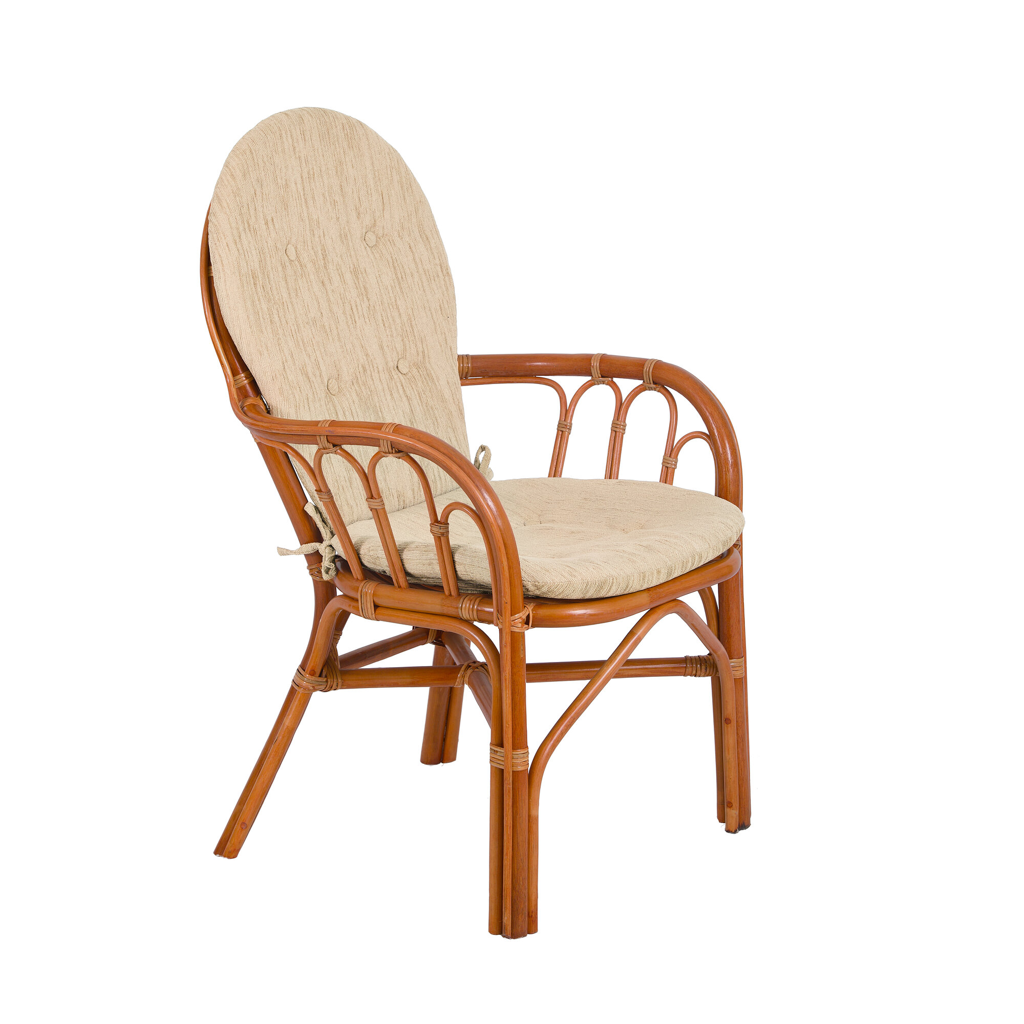 Стул из натурального ротанга с подушкой 04/16, цвет коньяк