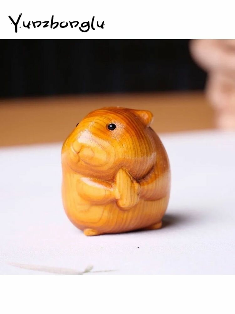 Yunzhonglu Статуэтка хомяка, Натуральная древесина, Туя восточная, Резьба по дереву