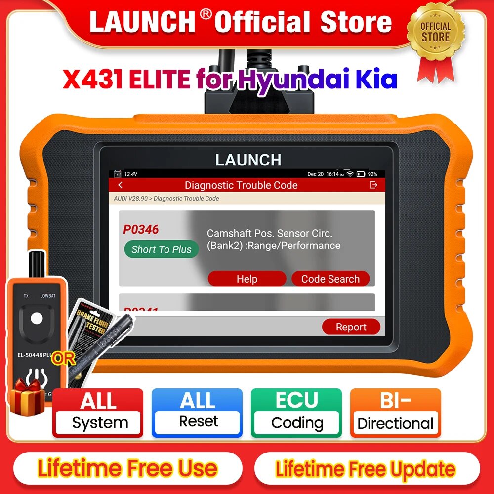 Диагностический сканер LAUNCH X431 ELITE V3.0 для Hyundai, Kia (2025 г. выпуска), двунаправленный, для всех систем, с кодированием ЭБУ, бесплатное обновление.