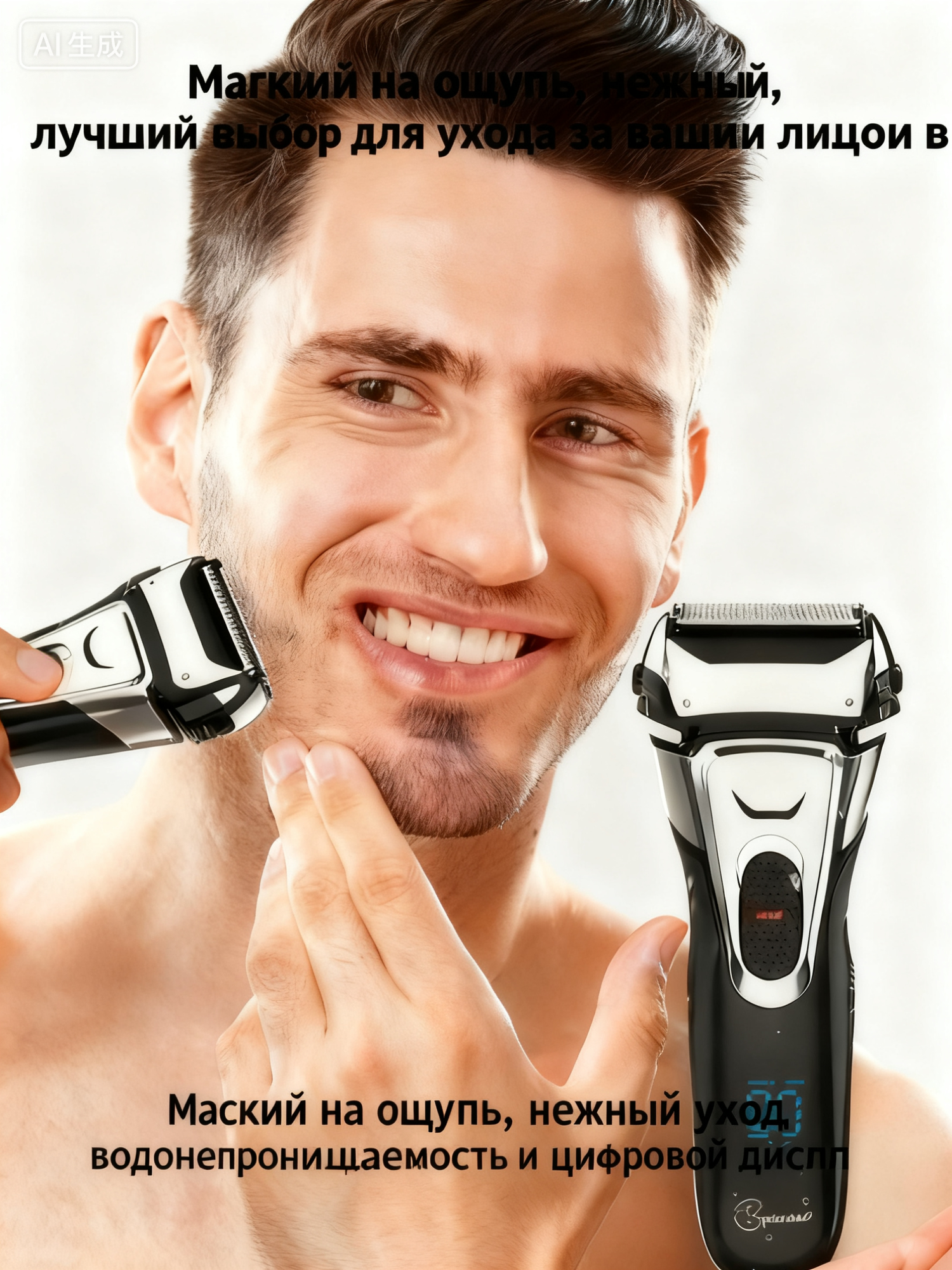 Электробритва для мужчин с ЖК-дисплеем, портативная для дома, USB-зарядка, сухая и мокрая стрижка, бритва для усов