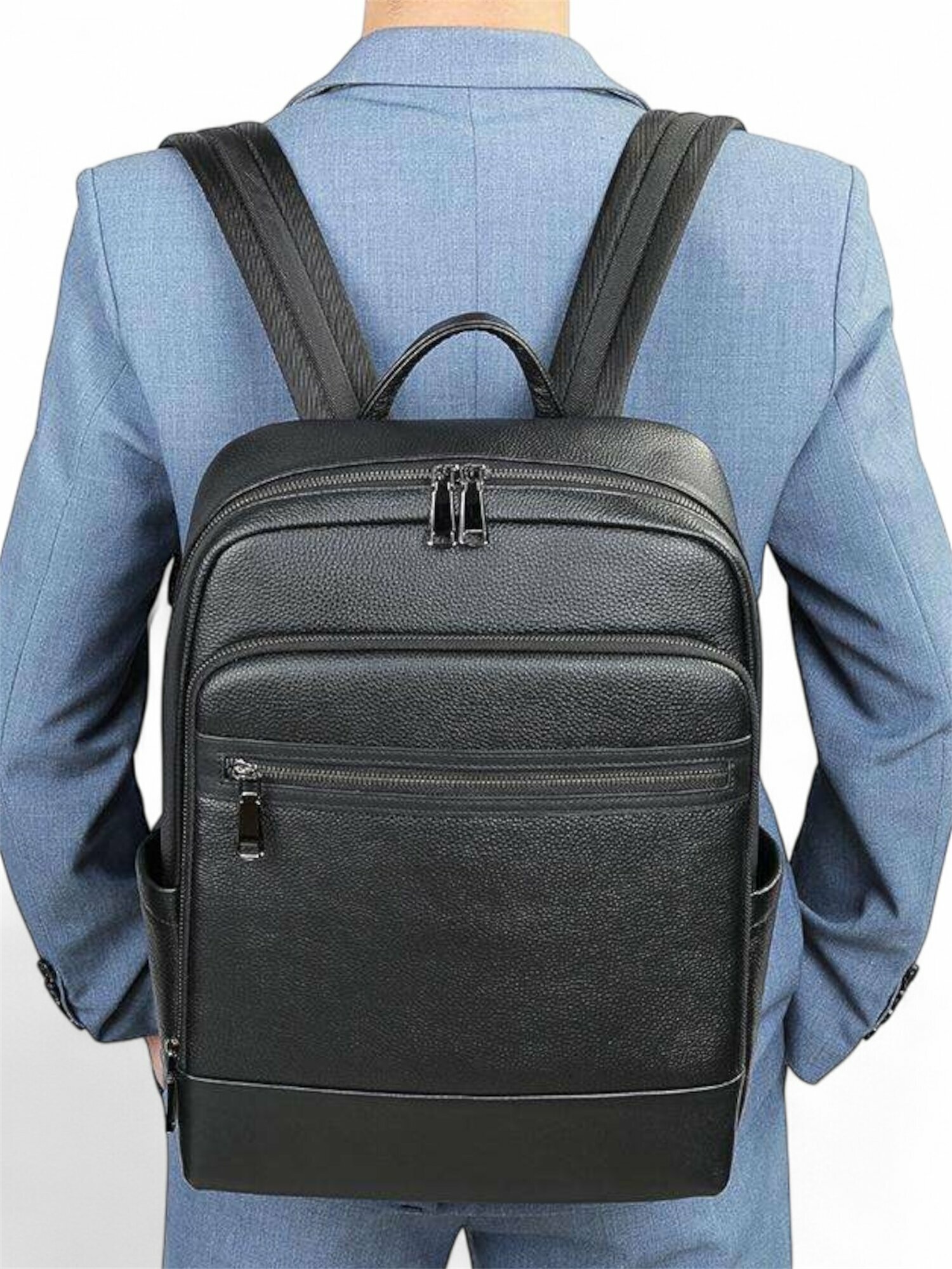 Рюкзак городской из натуральной кожи BRUONO для мужчин и женщин, кожаный, чёрный