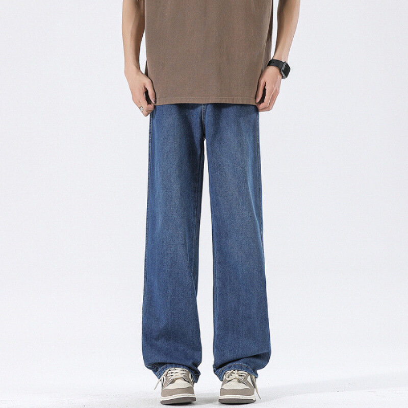 Слим тапер джинсы Rong Новые широкие прямые джинсы мужские базовые универсальные многоцветные эластичные стирка брюки весенние, Размер_S