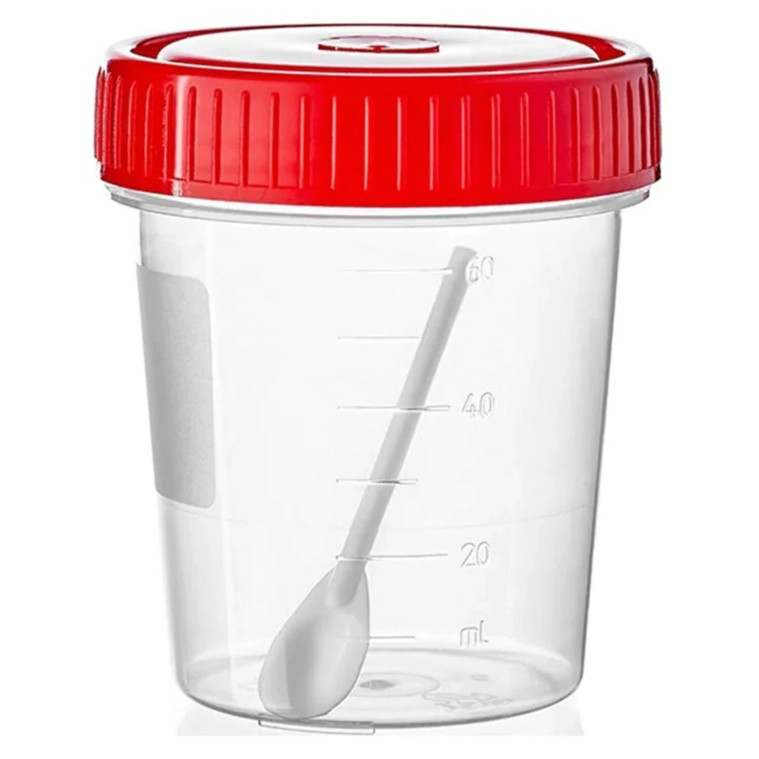 Контейнер для сбора биоматериалов 60 мл, стерильный со шпателем, индивидуальная упаковка, 50шт.