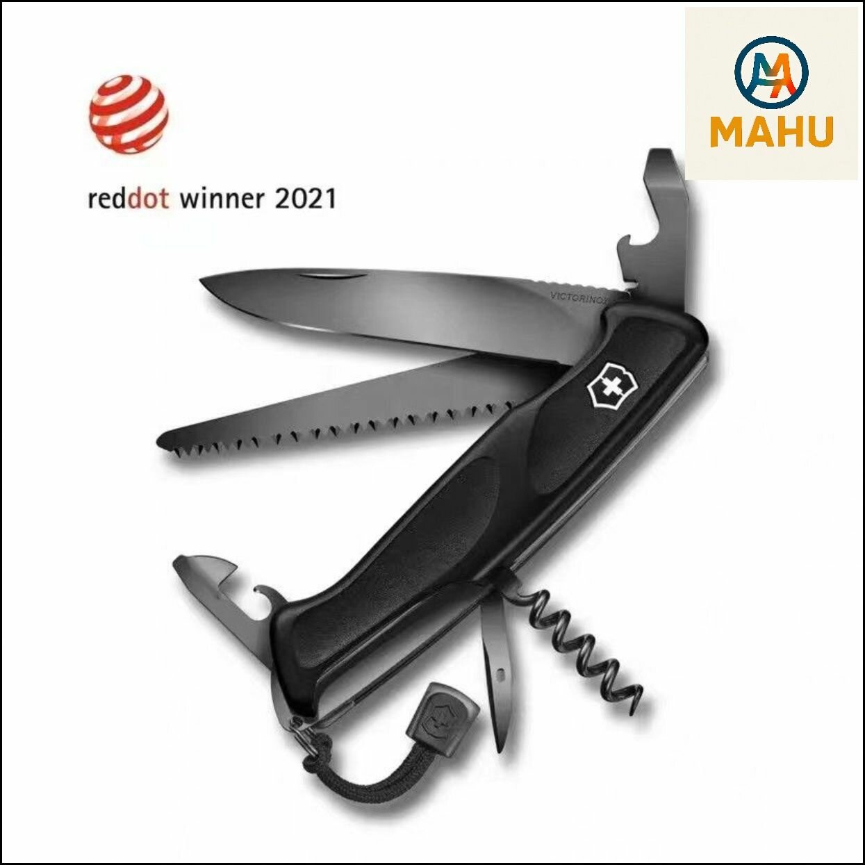 Нож перочинный RangerGrip 55 Onyx Black (12 функций) VICTORINOX 0.9563. C31P