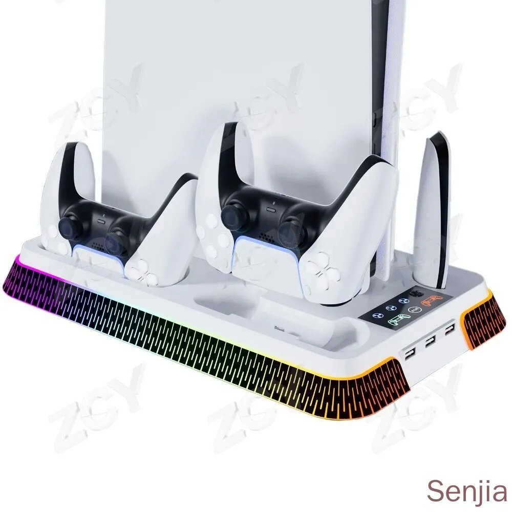 PlayStation 5/PS5 Slim/PS5 Pro Зарядная Док-станция С Охлаждением Вертикальная Док-станция С RGB-подсветкой, Зарядкой Для Контроллеров