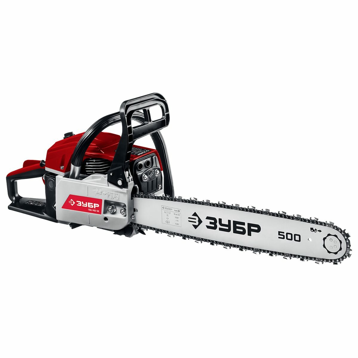 Бензопила ЗУБР ПБЦ-М62-50, 3500 Вт, 11000 об/мин, объем двигателя 62 см3, 4,76 л. с.