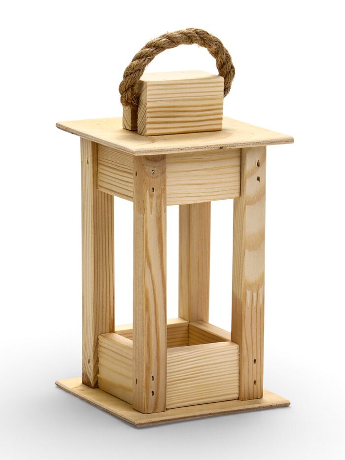 Фонарь декоративный, 9×9×18 см, деревянный, цвет натуральный