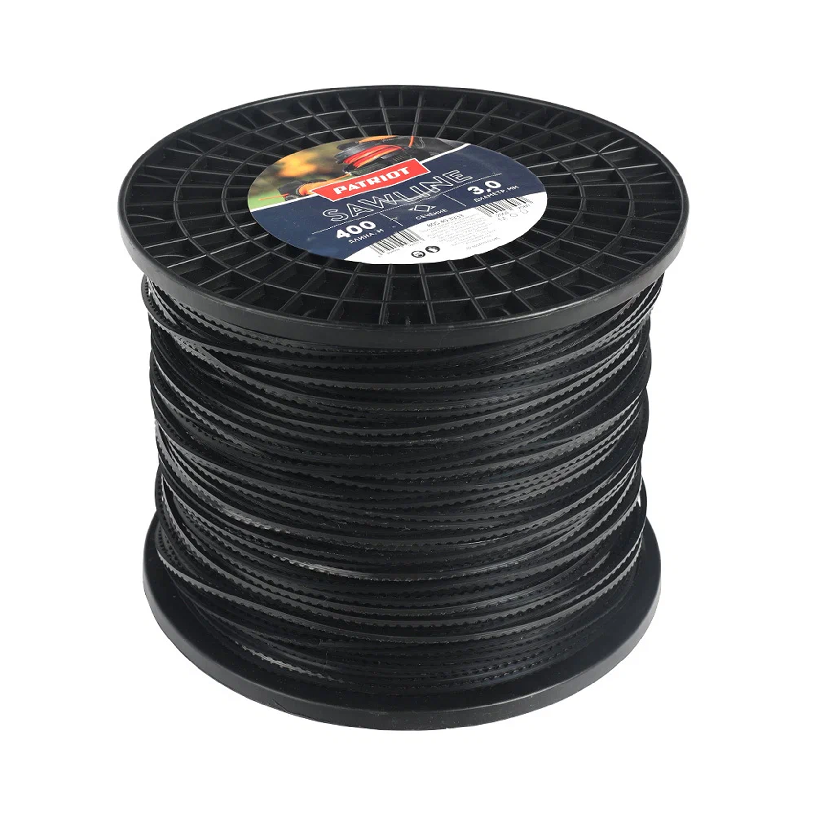 Леска для триммера 3,0мм Patriot Sawline 400м (квадрат, пилообразный профиль, черная)
