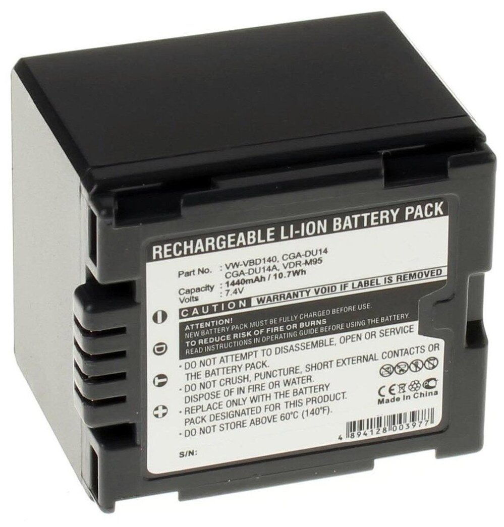 Аккумулятор 1440mAh, для Hitachi Panasonic CGA-DU06 CGR-DU21 VW-VBD070 CGR-DU07 CGR-DU14 CGR-DU12 CGR-DU31