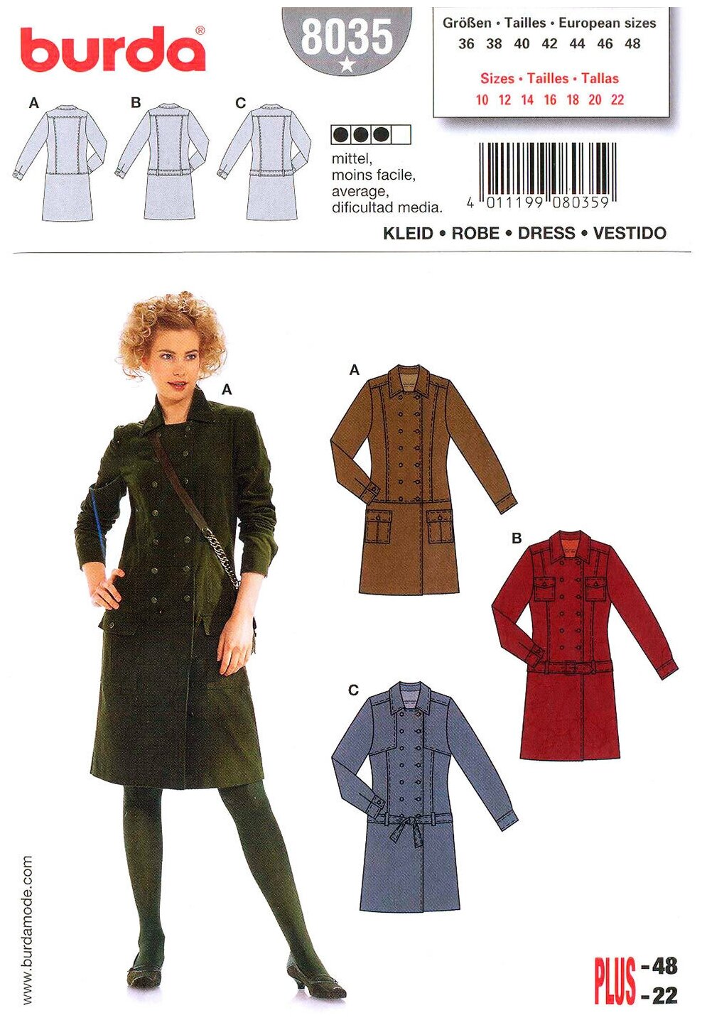 Выкройка BURDA №8035 Платье