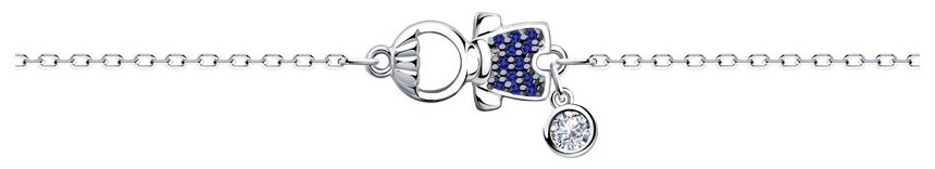 Браслет, серебро, 925 проба, родирование, фианит