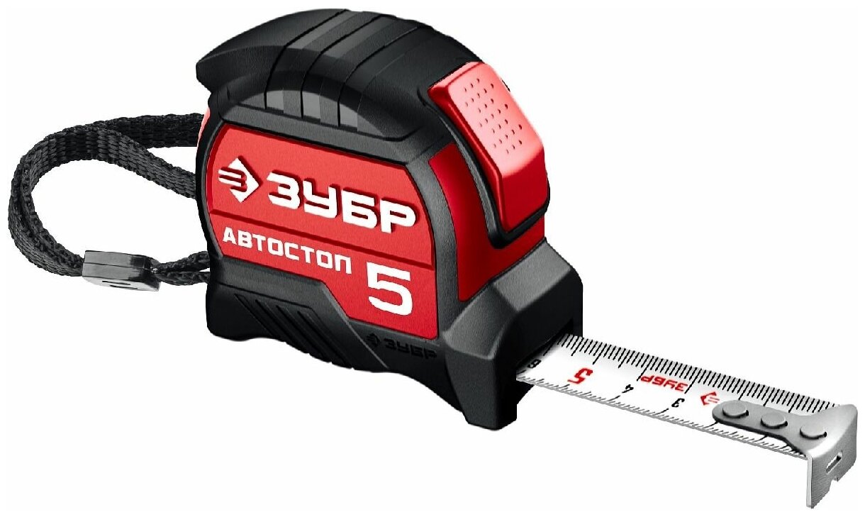 Рулетка ЗУБР Автостоп с автоматическим фиксатором полотна 5 м х 19 мм усиленное полотно из инструментальной стали ударопрочный корпус