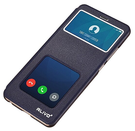 Чехол-книжка MyPads для OPPO A5 / Oppo A3s с окошком для входящих вызовов и свайпом чёрный