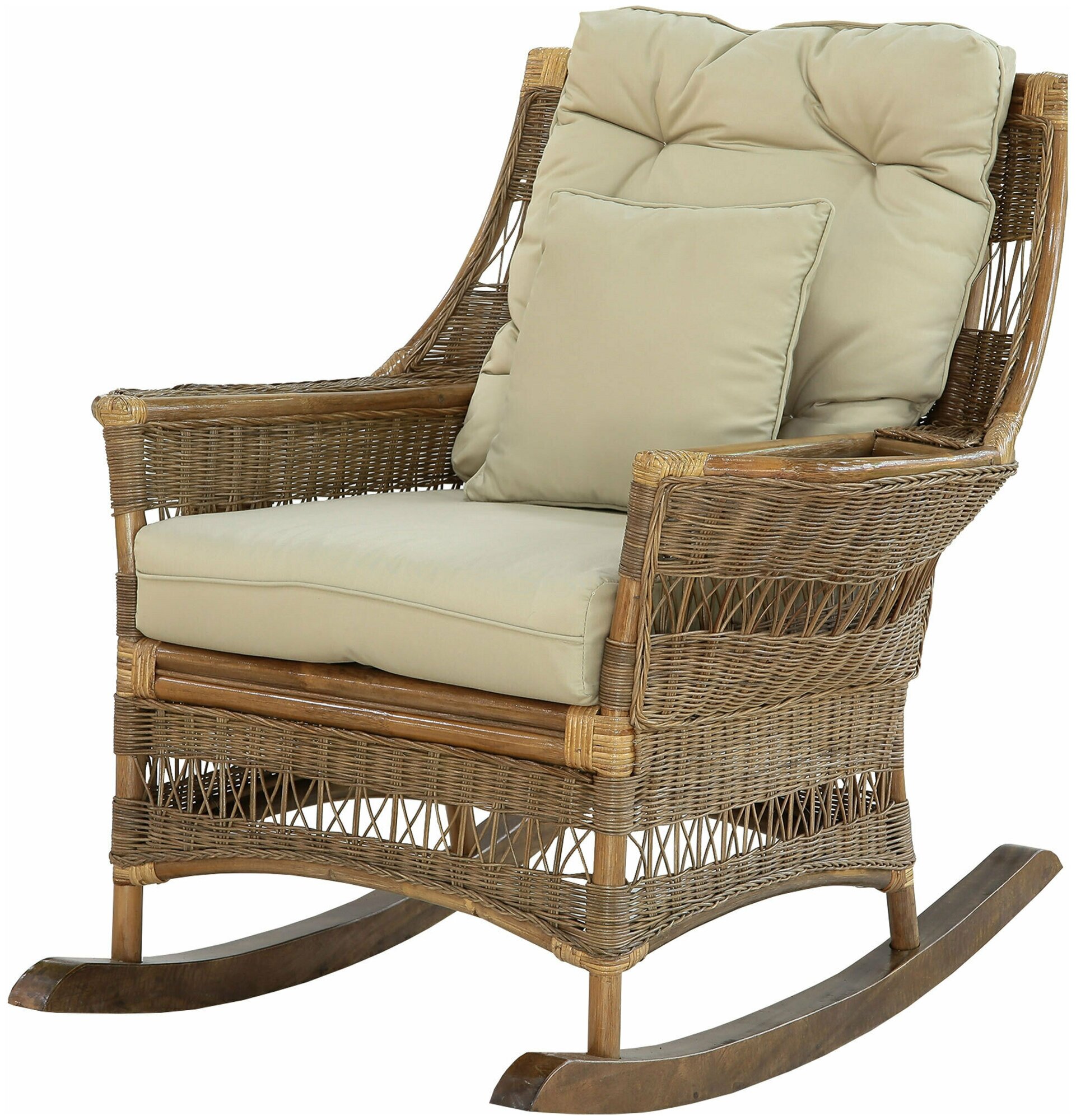 Кресло-качалка садовое коричнево-бежевое