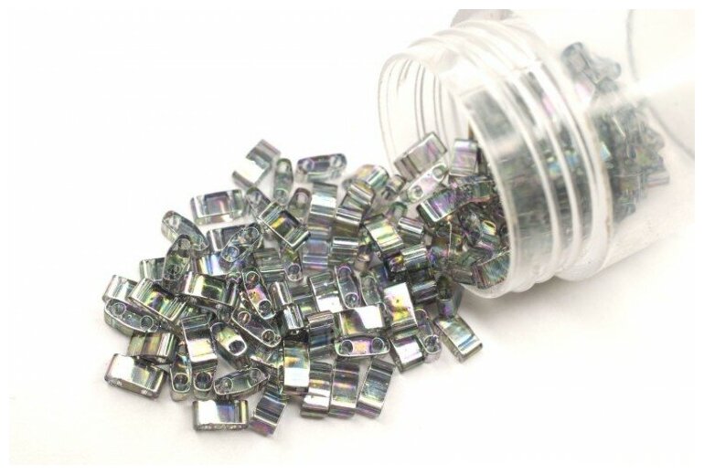 Бисер японский MIYUKI Half TILA #2440D темно-серый, радужный прозрачный, 5 грамм