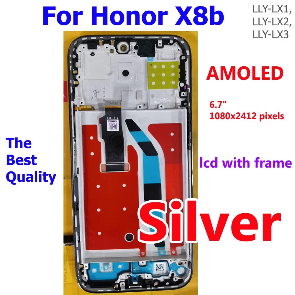 Лучший оригинальный 6,7-дюймовый AMOLED для Honor X8b ЖК-дисплей с дигитайзером сенсорного экрана в сборе с рамкой Pantalla LLY-LX1 LLY-LX2 LLY-LX3