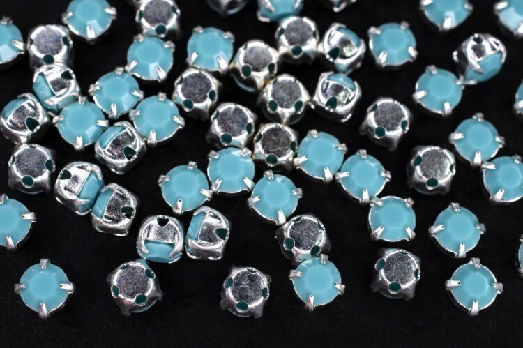 Шатоны Preciosa Maxima 4мм в оправе, цвет turquoise U/silver, 63-124, 10шт