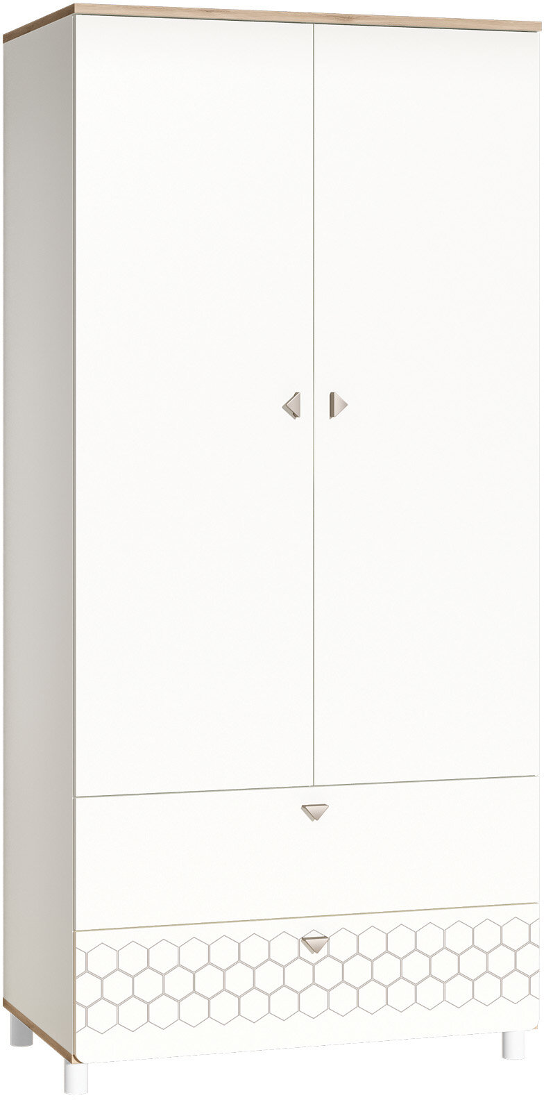 Шкаф с ящиками Моби Эйп 13.334 2 ящика, размер 85х51,1х183,8 см цвет белый/дуб белый